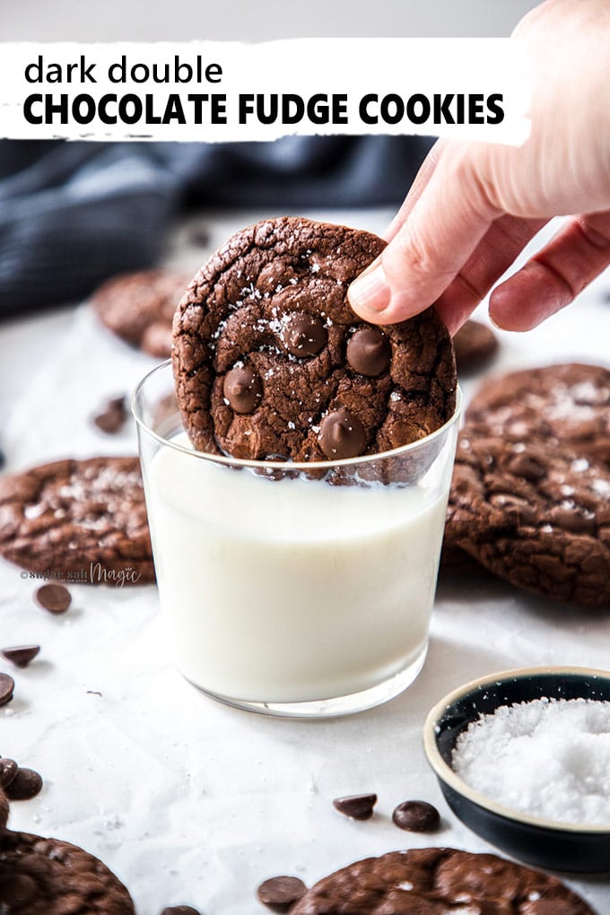 Dark Double Chocolate Fudge Cookies - Sugar Salt Magic