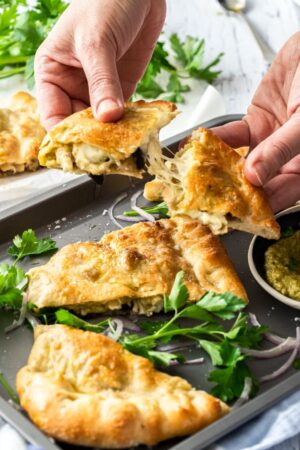 Pesto Chicken Calzone - easy family friendly comfort food | Sugar Salt ...