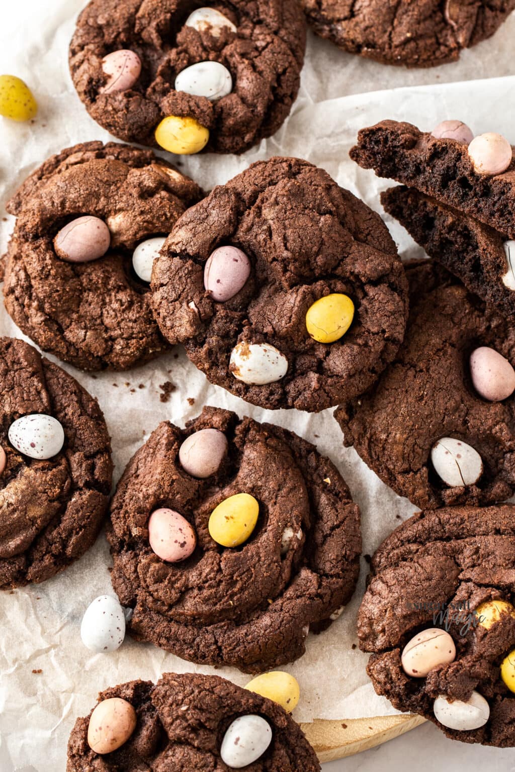 Chocolate Mini Egg Cookies - Sugar Salt Magic