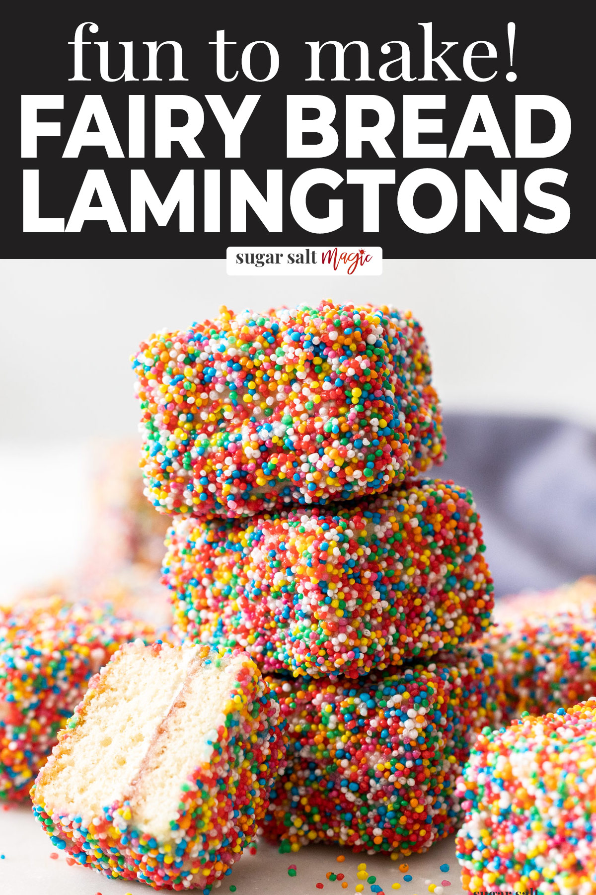 Fairy Bread Lamingtons - Sugar Salt Magic