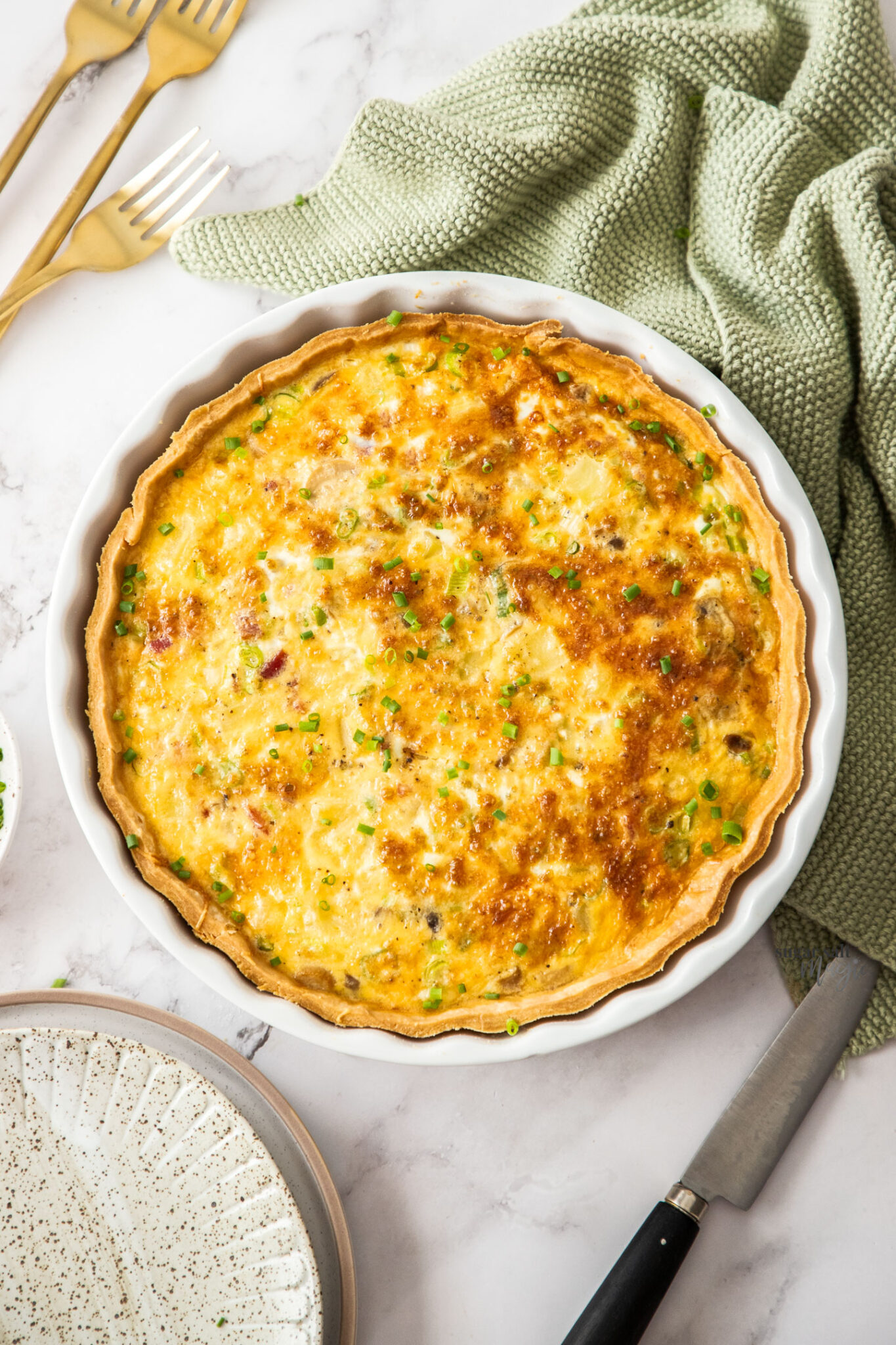 Bacon and Potato Quiche - Sugar Salt Magic