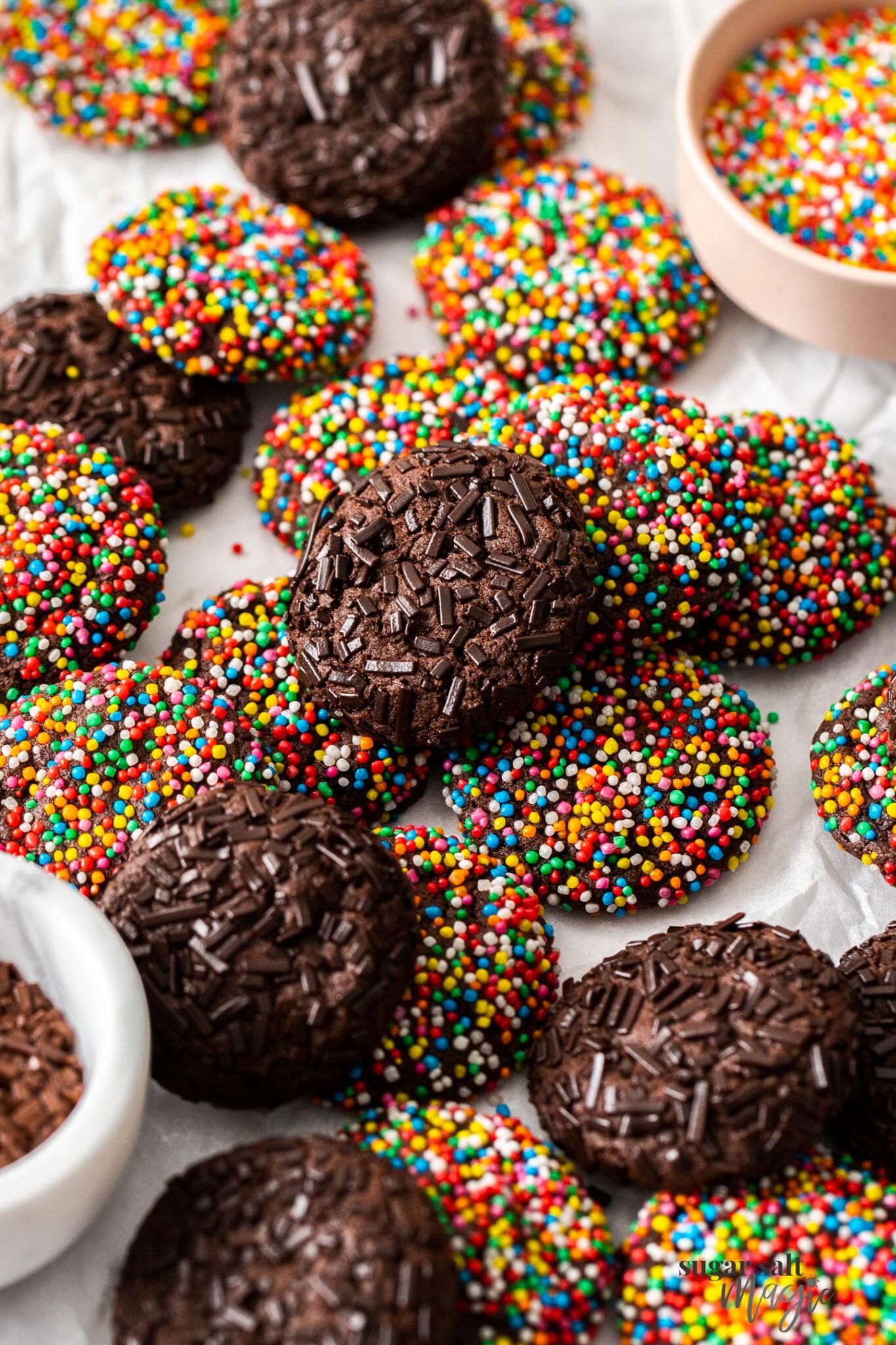 Chocolate Sprinkle Cookies - Sugar Salt Magic