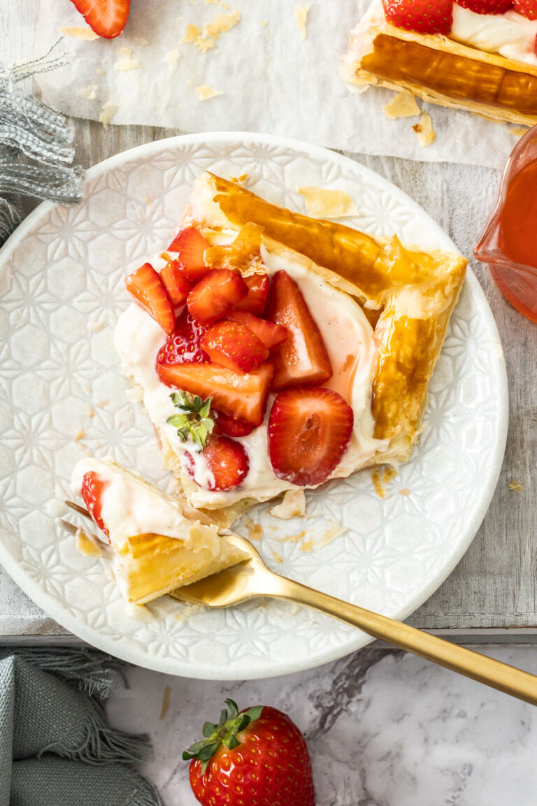 Strawberry Puff Pastry Tart 🍓 - Sugar Salt Magic
