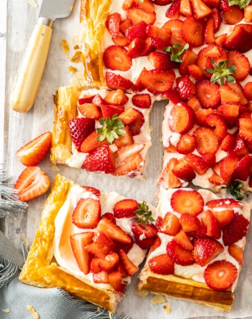 Strawberry Puff Pastry Tart 🍓 - Sugar Salt Magic