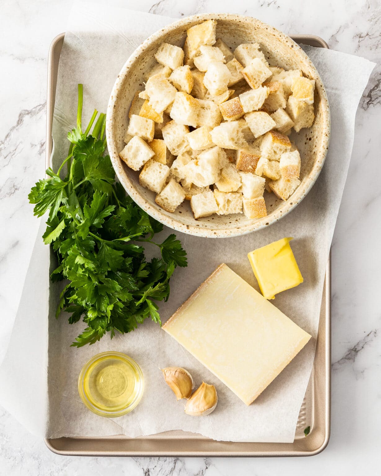 Cheese Garlic Croutons - Sugar Salt Magic