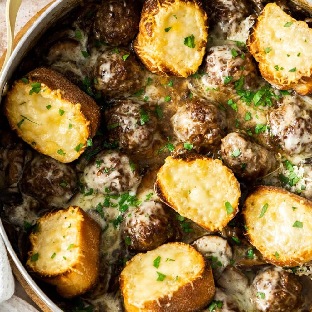 French Onion Meatballs - Sugar Salt Magic