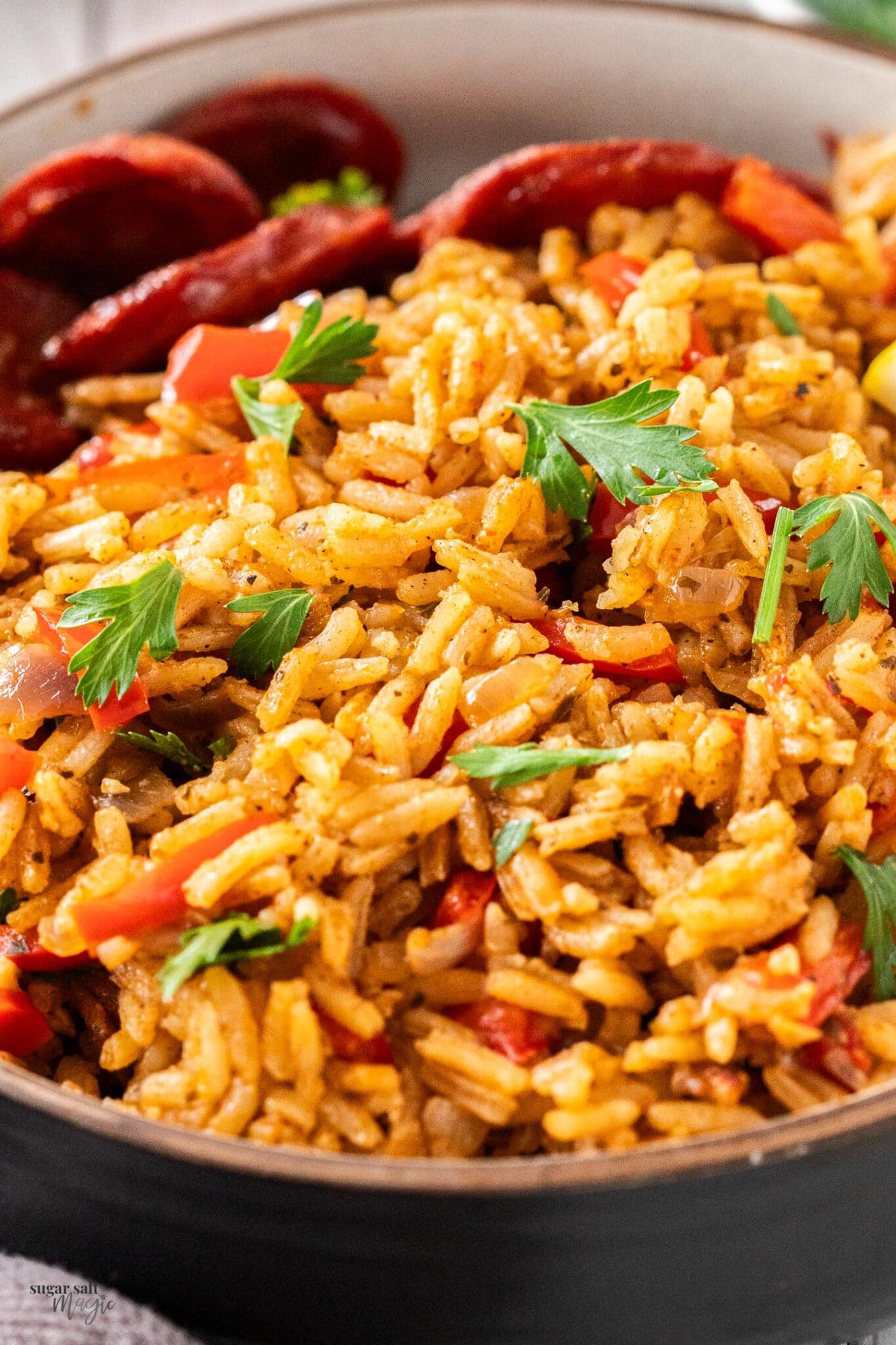 Arroz Rojo (Mexican Red Rice) - Easy Mexican side - Sugar Salt Magic