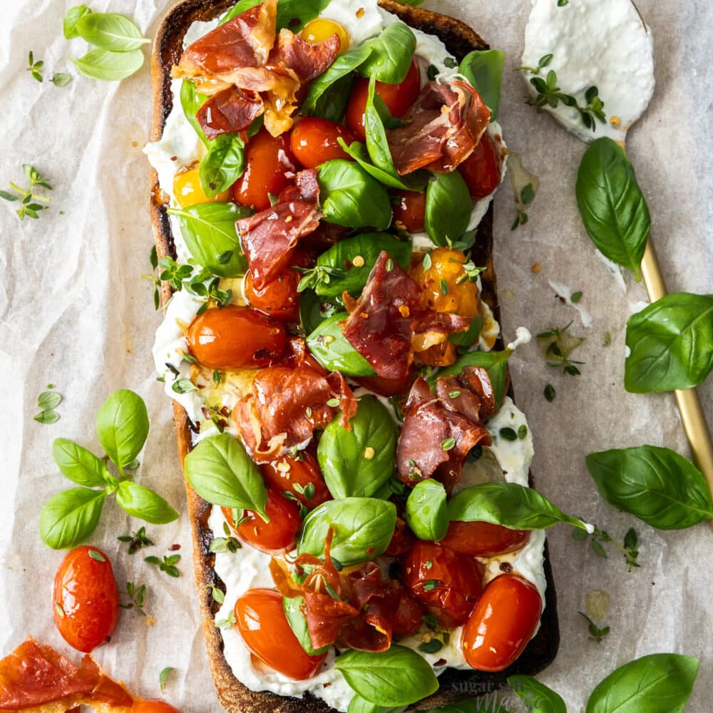 Slow Roasted Tomato Bruschetta - Sugar Salt Magic