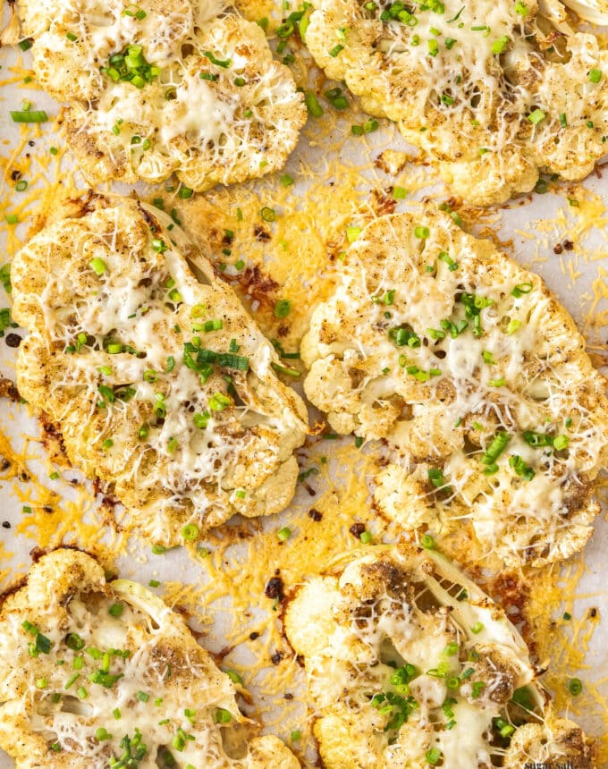 Cheesy Cauliflower Steaks - Sugar Salt Magic