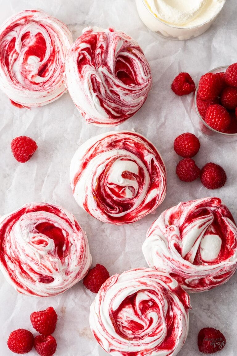 Raspberry Meringues - Sugar Salt Magic