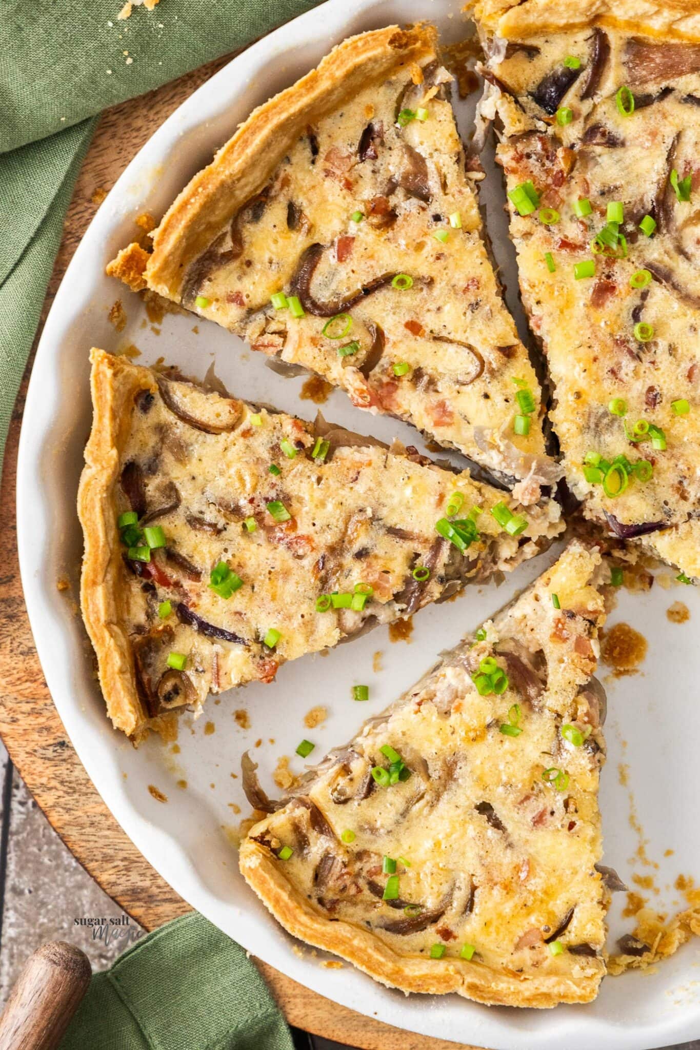Bacon and Caramelised Onion Quiche - Sugar Salt Magic