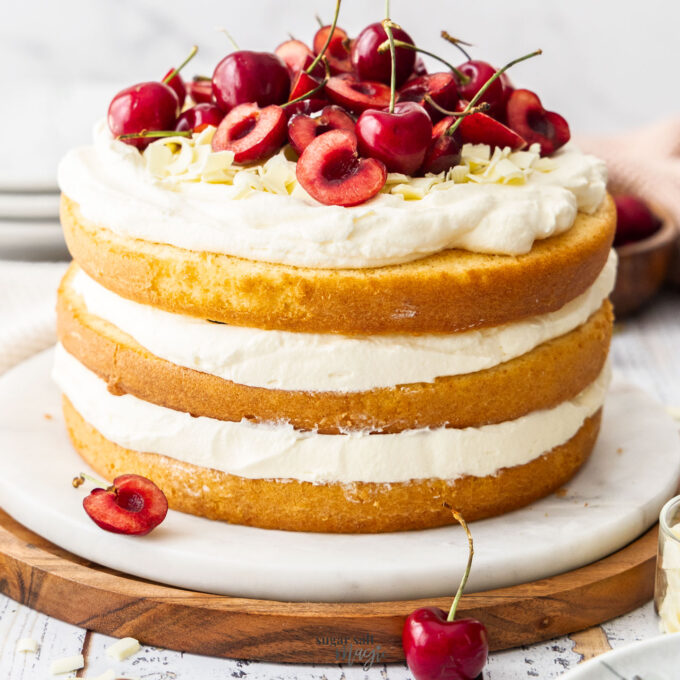 White Forest Cake - Sugar Salt Magic