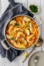 Prawn, Chicken and Chorizo Paella - Sugar Salt Magic