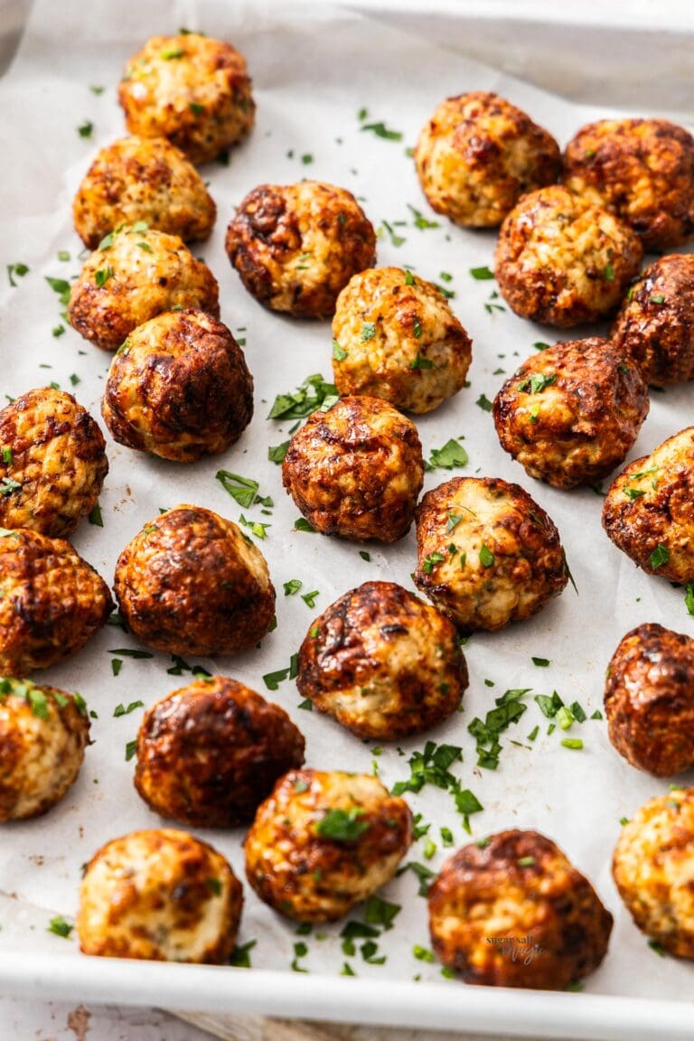 Air Fryer Chicken Meatballs (or baked) - Sugar Salt Magic