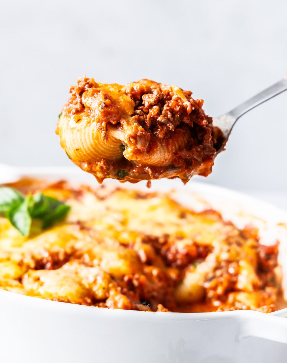 Lasagna Stuffed Shells (Ricotta, Spinach, Meat Sauce) - Sugar Salt Magic